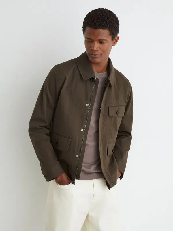 REISS Cotton-blend Zip-through Jacket