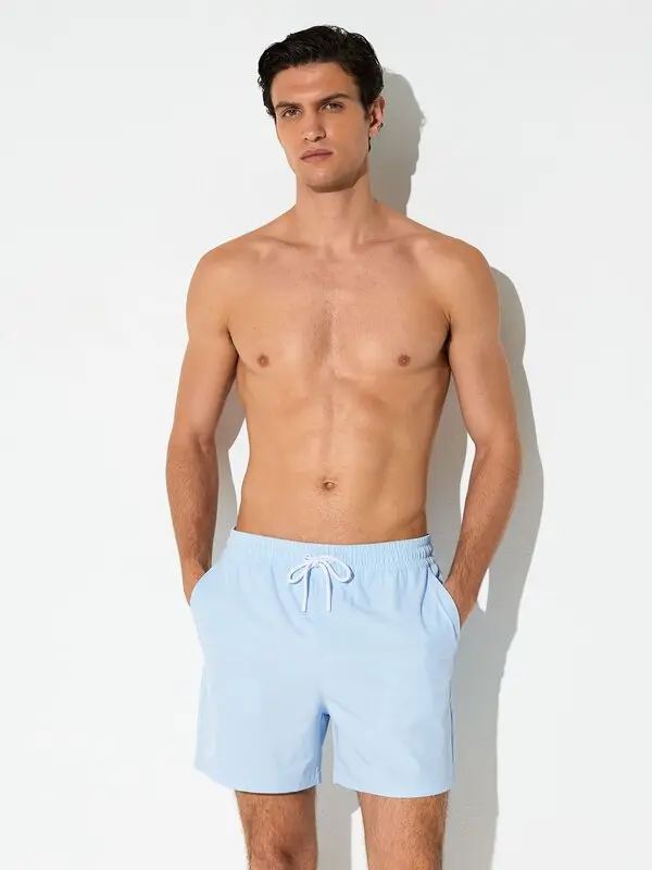 REISS Drawstring Swim Shorts - Soft Blue