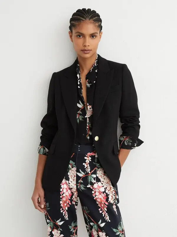REISS Wool-blend Textured Single-breasted Blazer