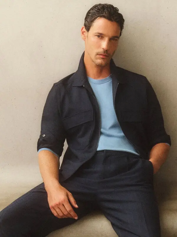 REISS Stripe Zip-through Overshirt