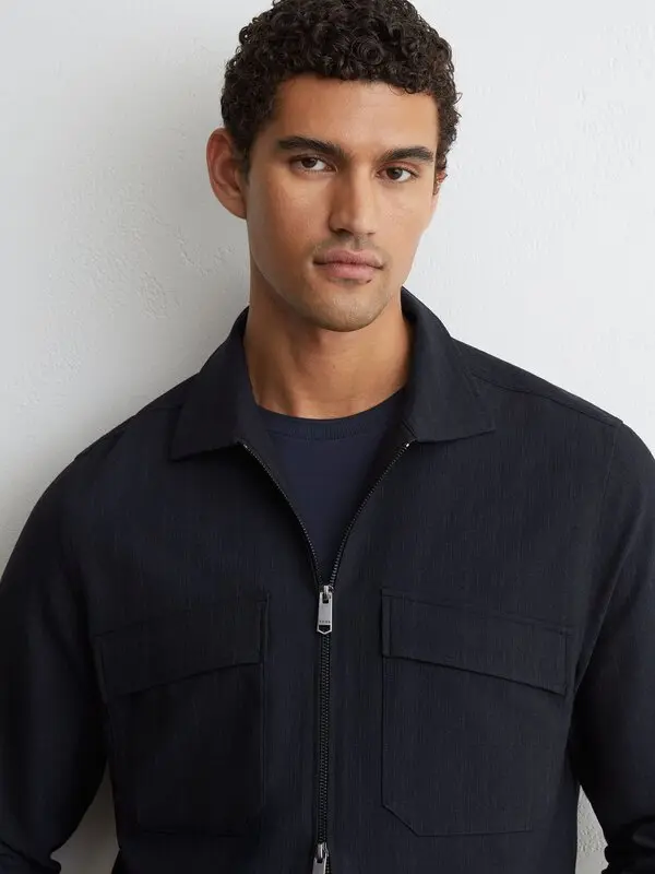 REISS Stripe Zip-through Overshirt