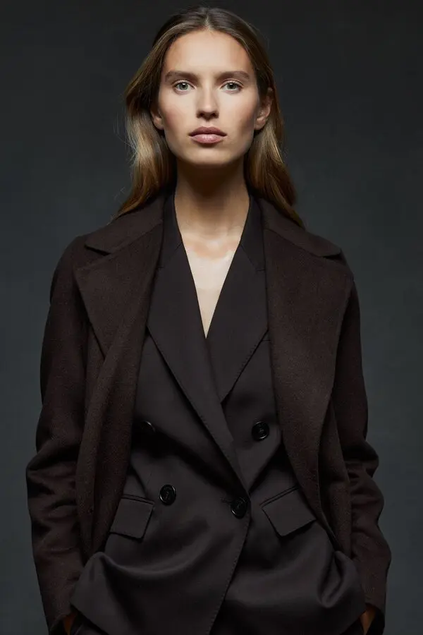 REISS Lucia Double-breasted Wool-blend Coat - Brown