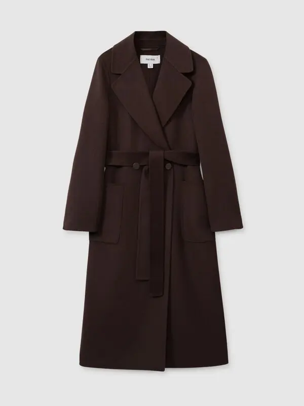 REISS Lucia Double-breasted Wool-blend Coat - Brown