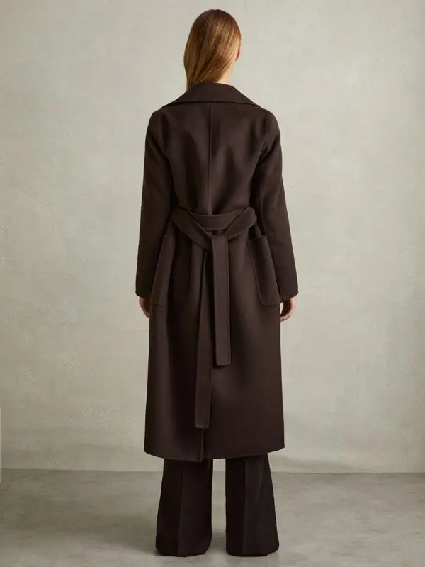 REISS Lucia Double-breasted Wool-blend Coat - Brown