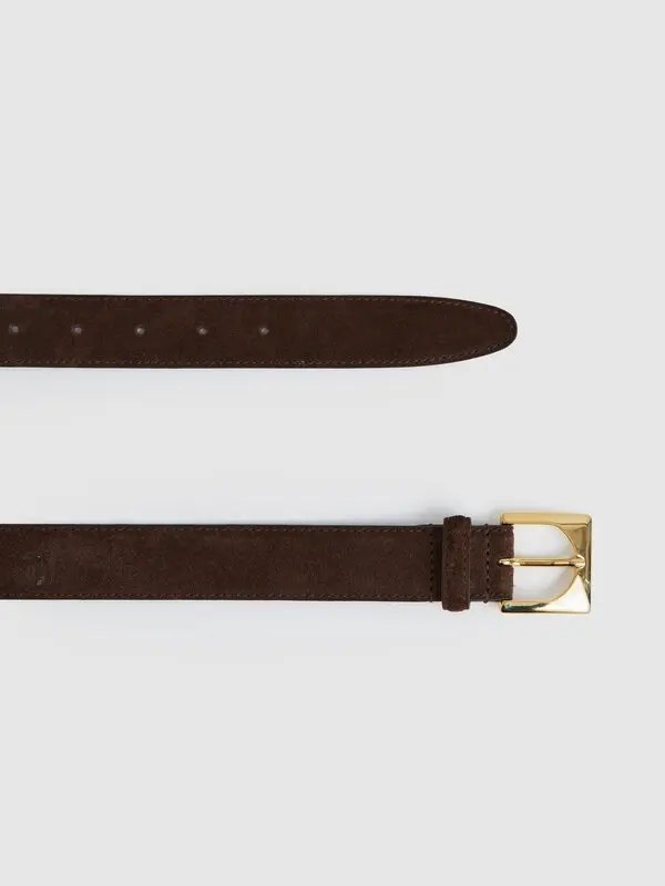 REISS Suede Square-buckle Belt