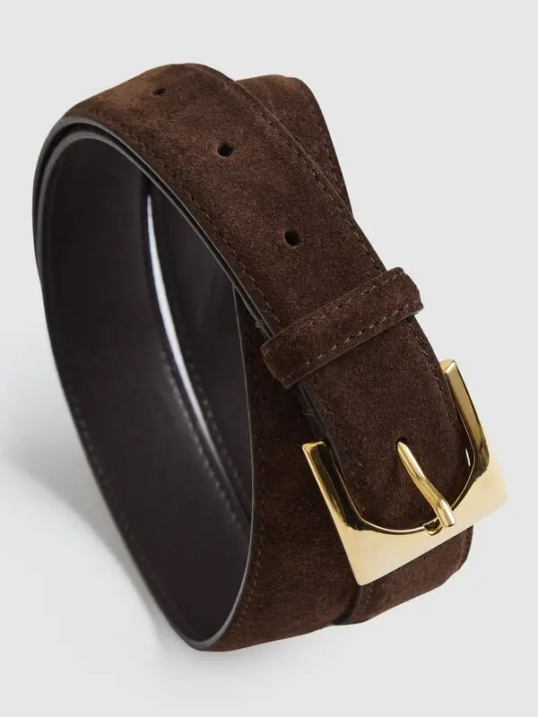 REISS Suede Square-buckle Belt