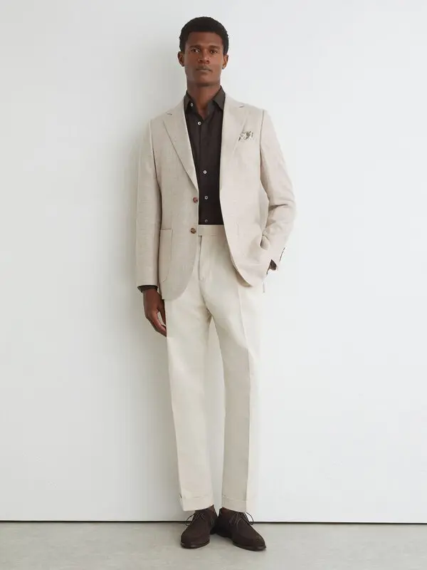 ATELIER Wool Long-sleeve Slim-fit Shirt - Brown