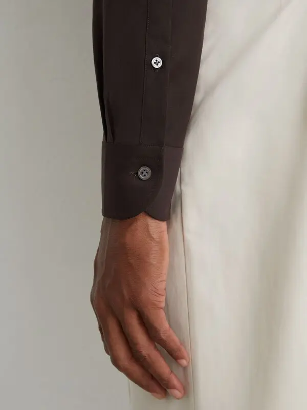 ATELIER Wool Long-sleeve Slim-fit Shirt - Brown