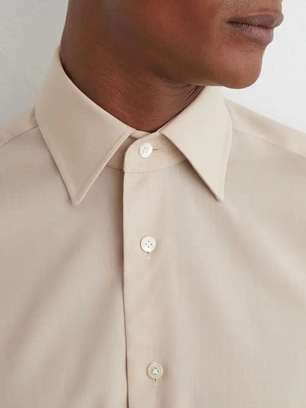 ATELIER Wool Long-sleeve Slim-fit Shirt - Stone