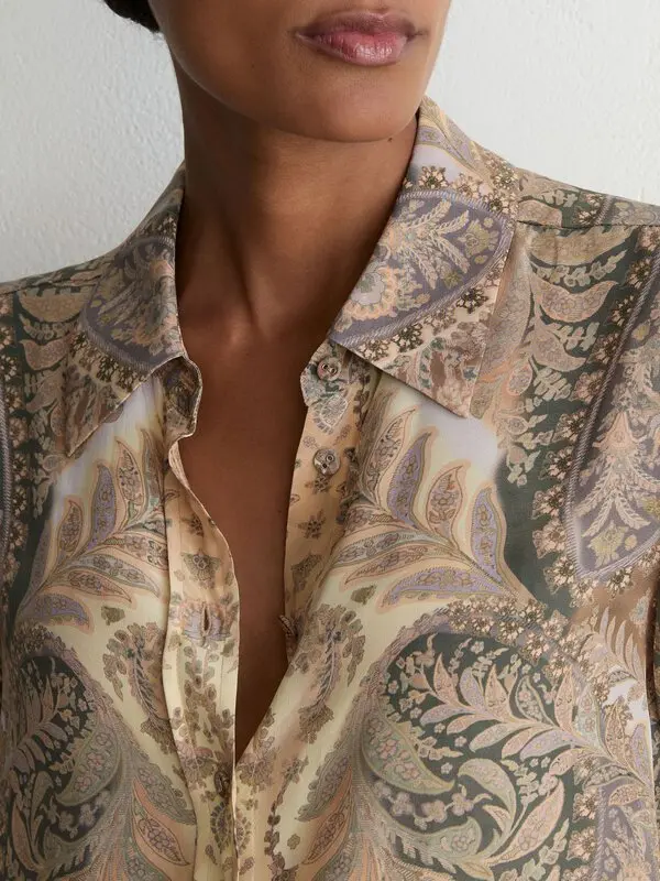 REISS Katiya Paisley Print Long Sleeve Shirt - Grey/neutral