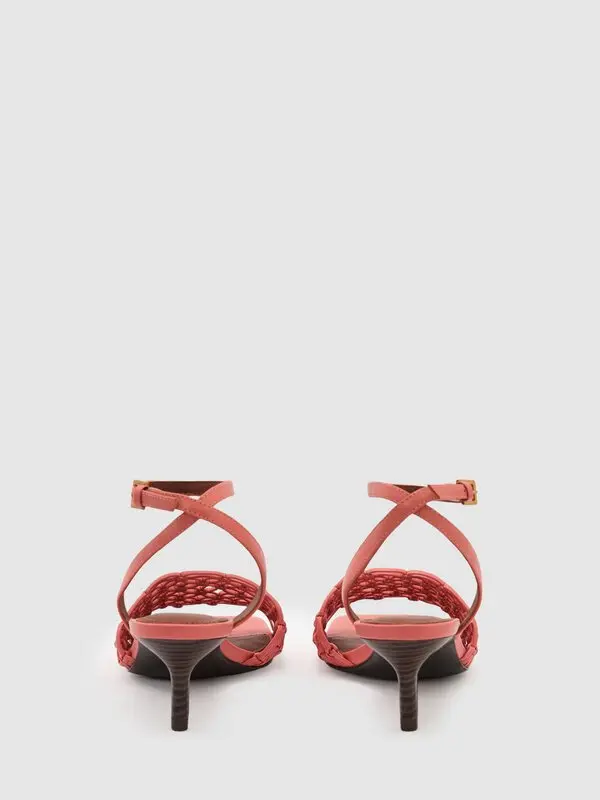 REISS Woven Ankle-strap Kitten Heel Sandals