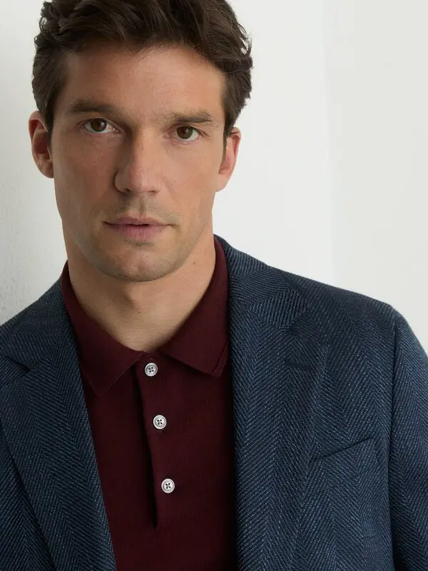 REISS Single-breasted Herringbone Blazer Tailored-fit With Cotton