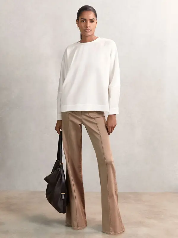 REISS Satin Button-back Top