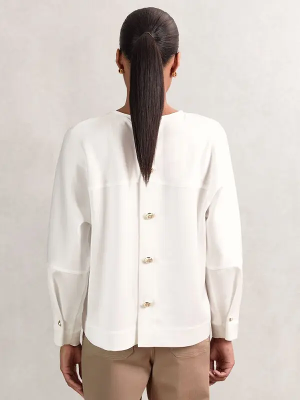 REISS Satin Button-back Top