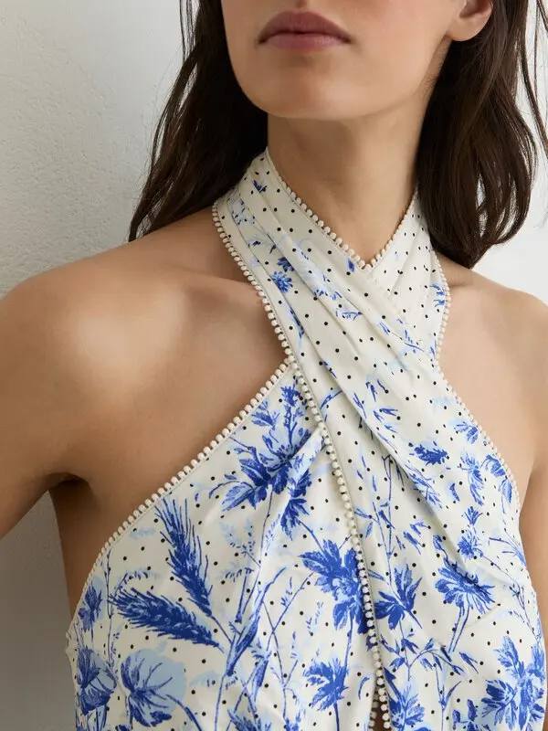 REISS Amaya Petite Cotton Floral-print Belted Maxi Dress
