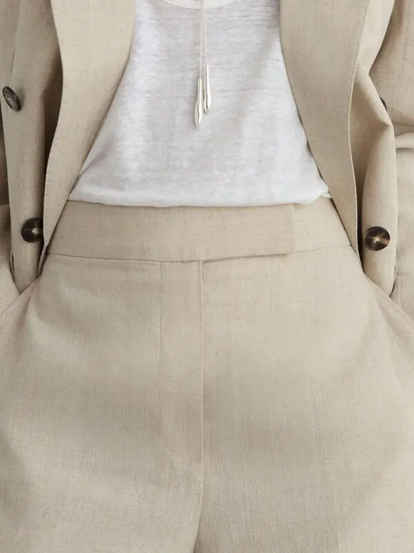 REISS Linen Wide-leg Suit Trousers