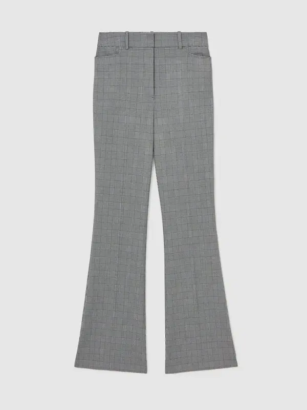 REISS Check Flared Suit Trousers
