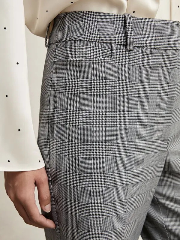 REISS Check Flared Suit Trousers