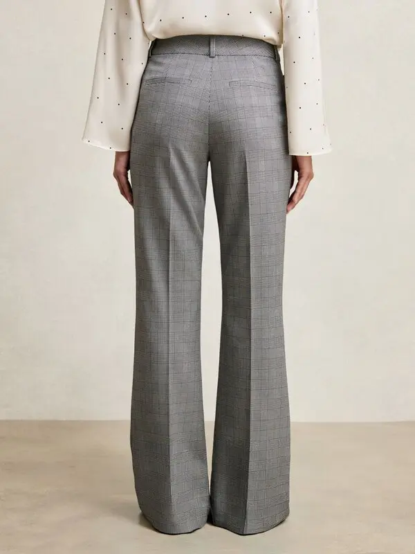 REISS Check Flared Suit Trousers