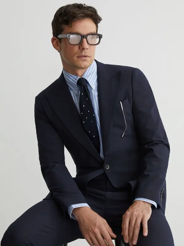 REISS Belmont Tailored Fit Single-breasted Suit Jacket With Wool - Navy