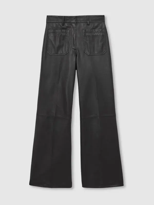 REISS Leather Flared Trousers