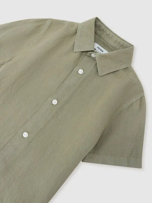 REISS 3-9 Yrs Linen Long-sleeve Button-through Shirt
