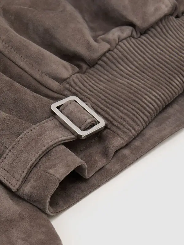 REISS Petite Suede Zip-through Moto Jacket