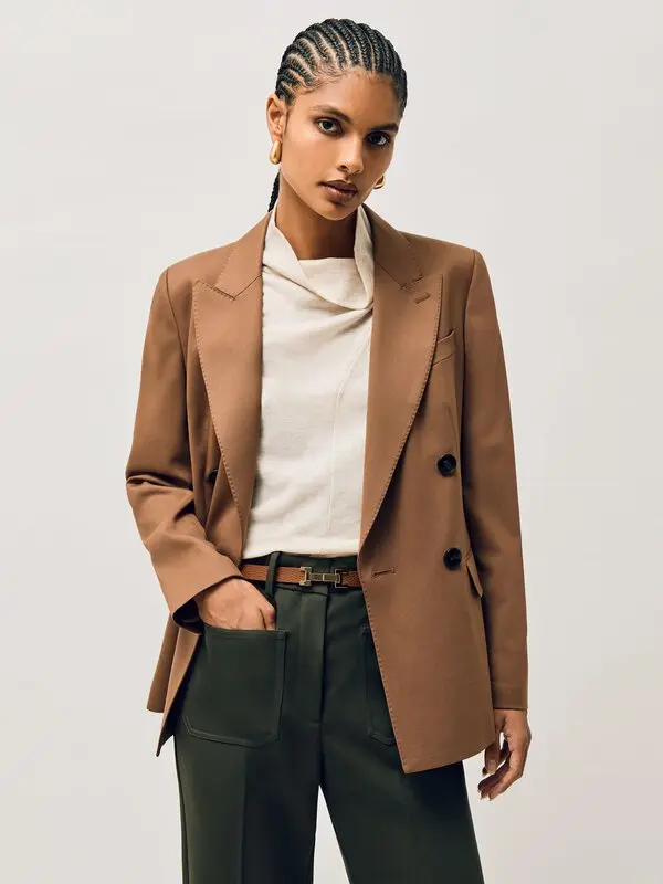 REISS Leather Square Hinge Belt - Tan