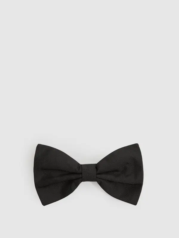 REISS Grosgrain Silk Bow Tie - Black
