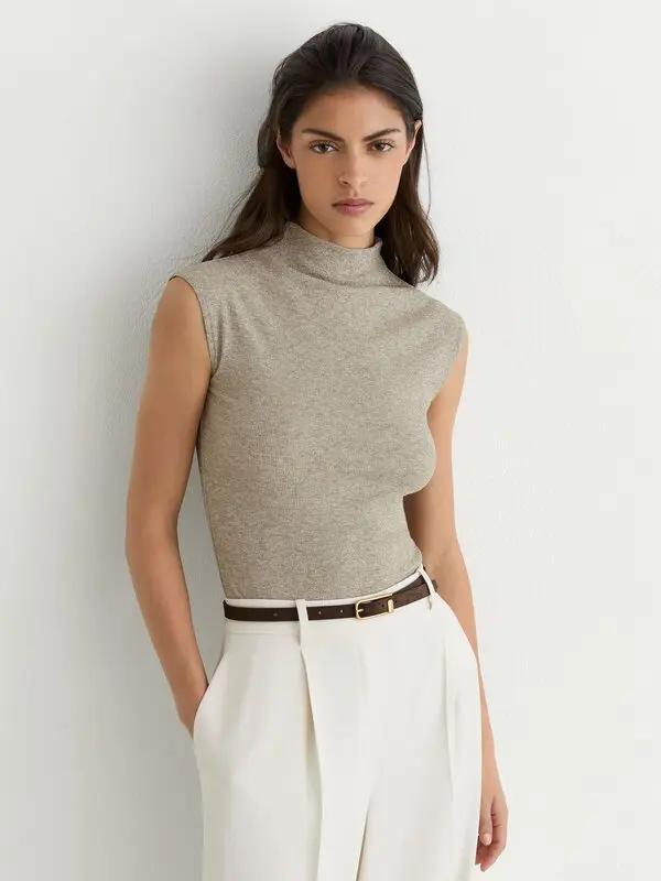 REISS Metallic High-neck Vest