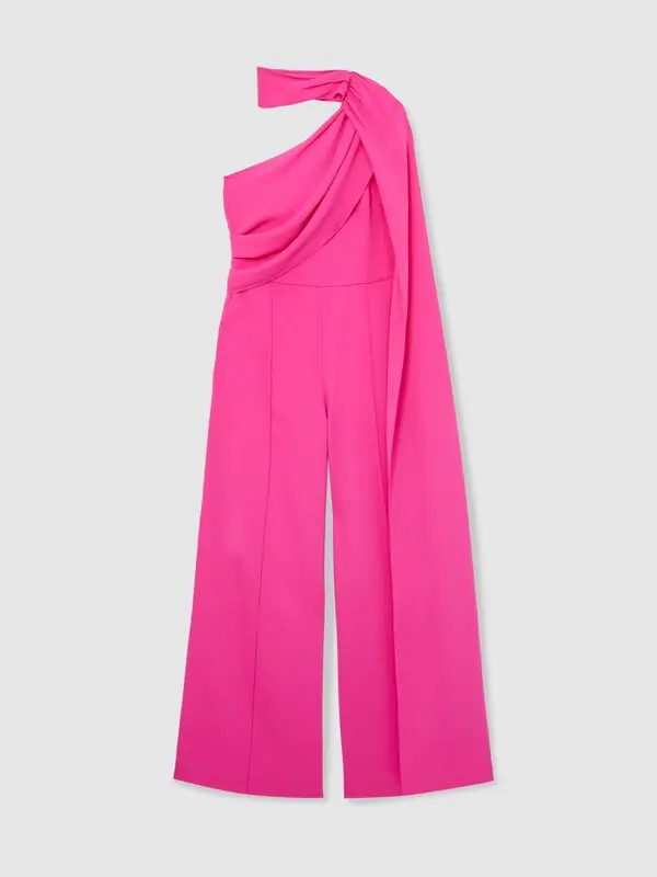 REISS One-shoulder Drape Wide-leg Jumpsuit