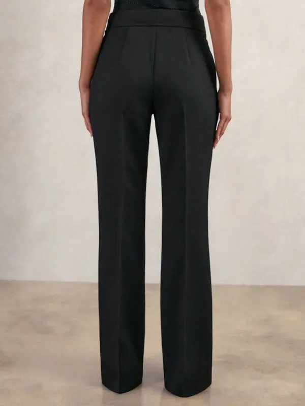 REISS Twill Button-tab Flared Trousers