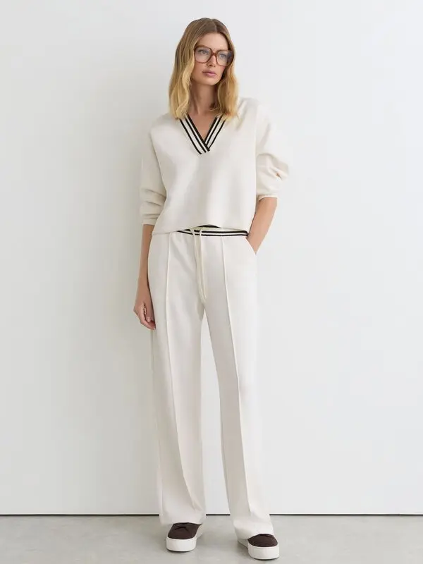 REISS Premium Interlock Stripe-waist Joggers