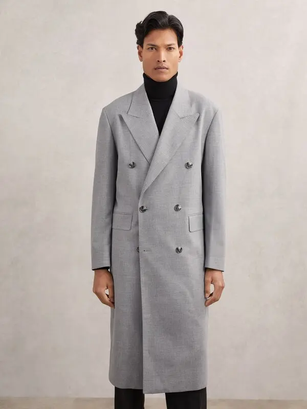 REISS Double-breasted Relaxed-fit Overcoat