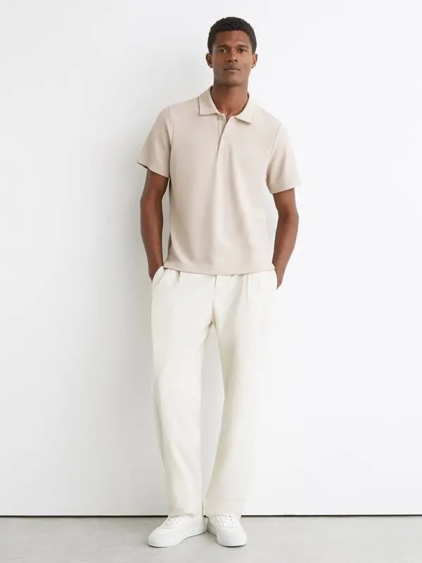 REISS Textured Half-button Polo Shirt