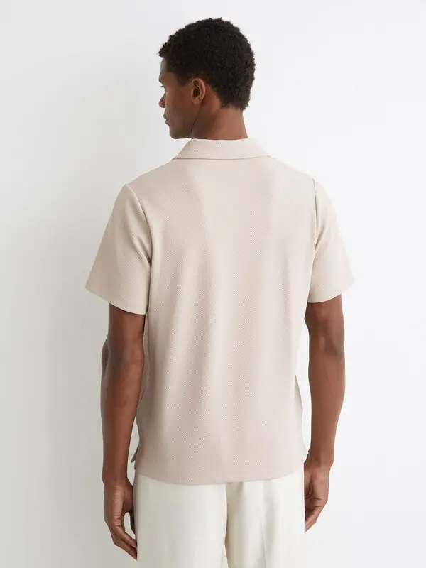 REISS Textured Half-button Polo Shirt