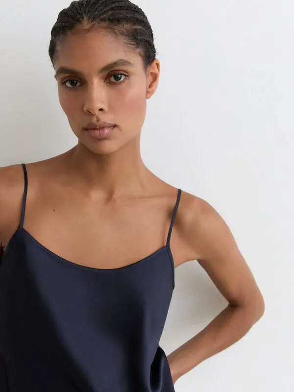 REISS Silk Camisole Top - Navy