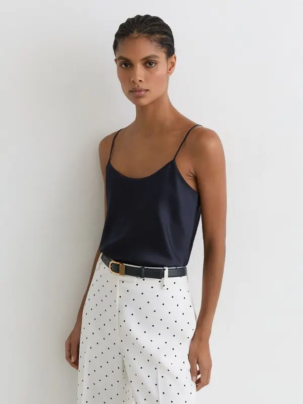 REISS Silk Cami Top - Navy