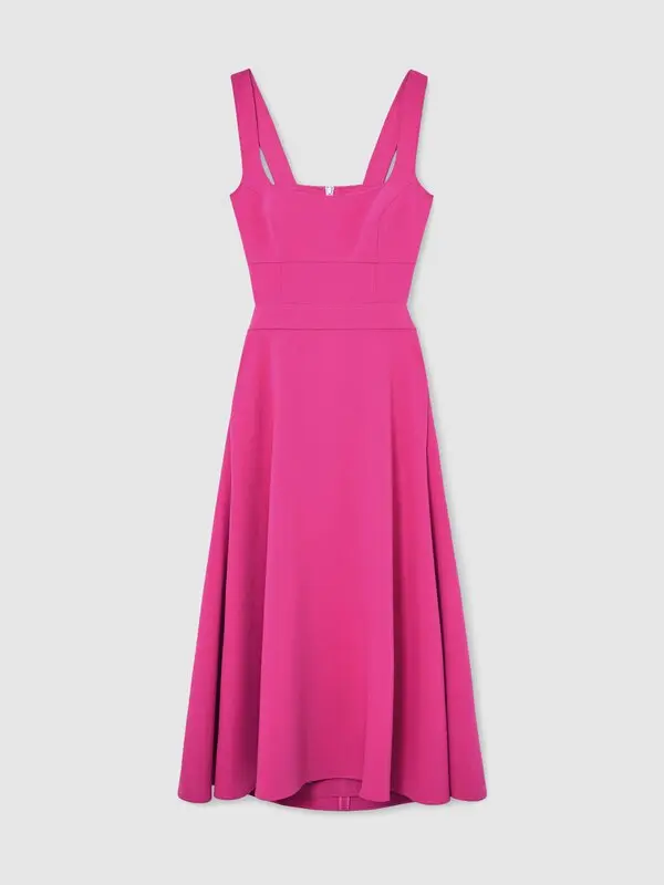 REISS Waisted Cut-out Twill Midi Dress