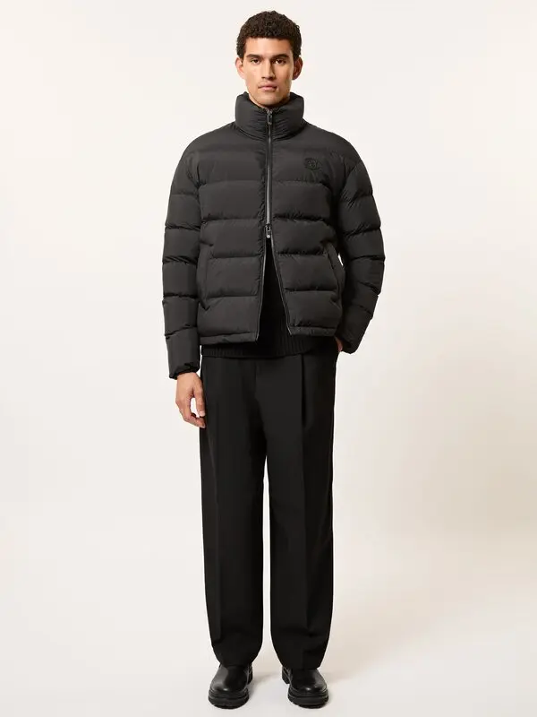 REISS Monogram Quilted Relaxed Puffer Jacket - Black