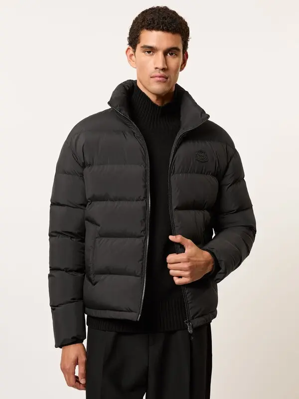 REISS Monogram Quilted Relaxed Puffer Jacket - Black