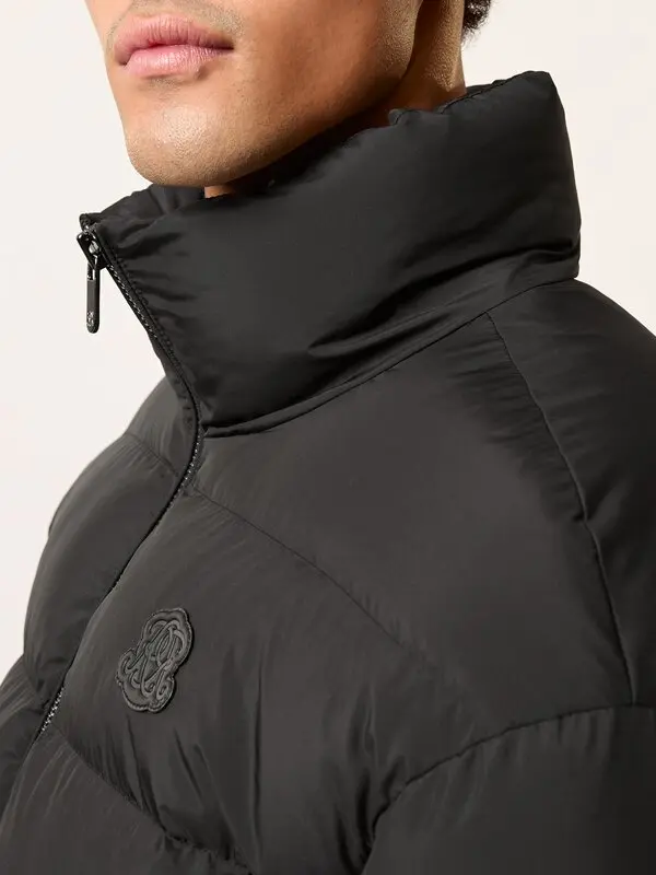 REISS Monogram Quilted Relaxed Puffer Jacket - Black