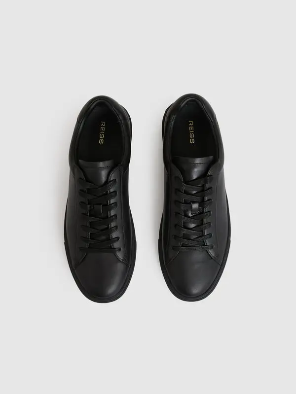 REISS Leather Low-top Trainers - All Black