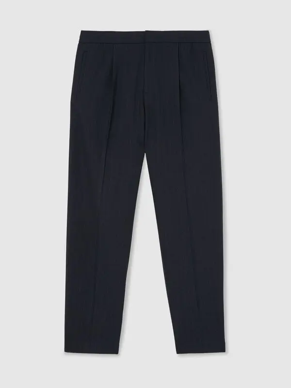 REISS Sidney Stripe Tapered Pleated Trousers