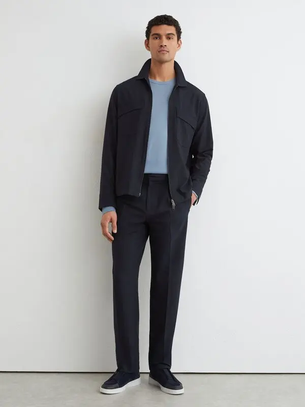REISS Sidney Stripe Tapered Pleated Trousers