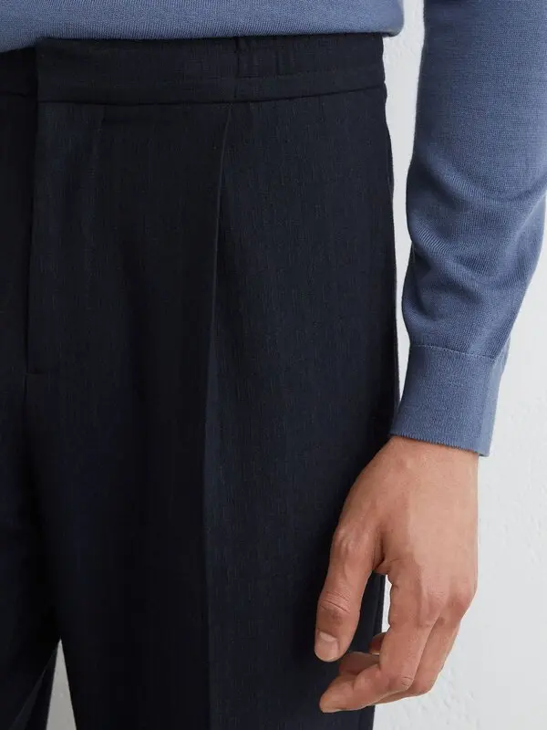 REISS Sidney Stripe Tapered Pleated Trousers