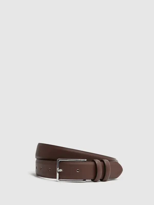 REISS Dante Belt Leather Plain - Brown