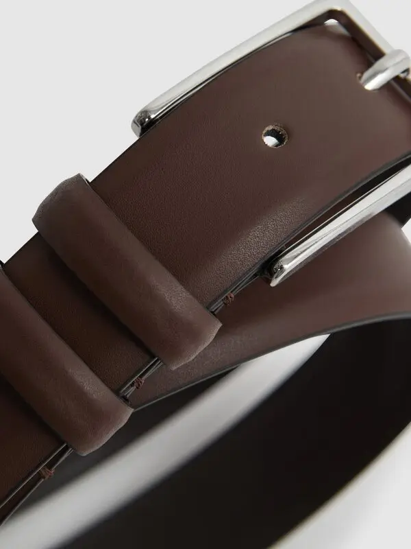 REISS Dante Belt Leather Plain - Brown