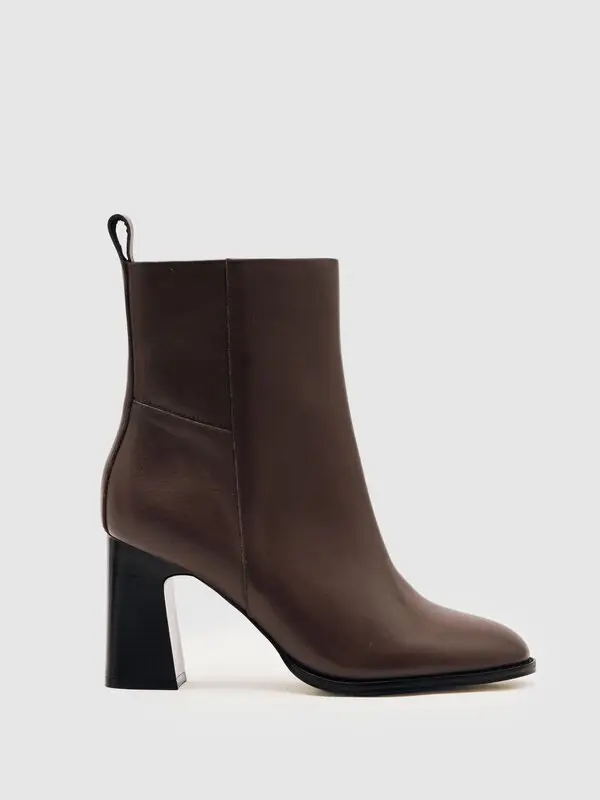 REISS Leather Block-heel Ankle Boots
