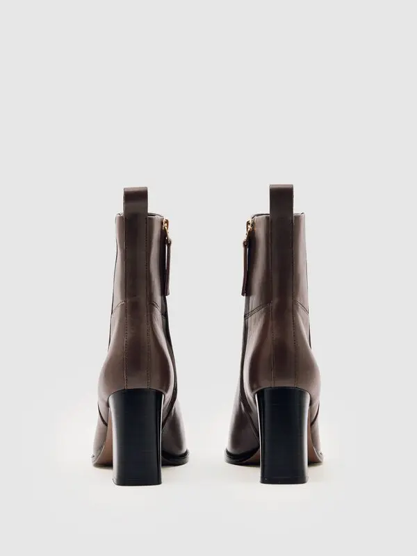 REISS Leather Block-heel Ankle Boots
